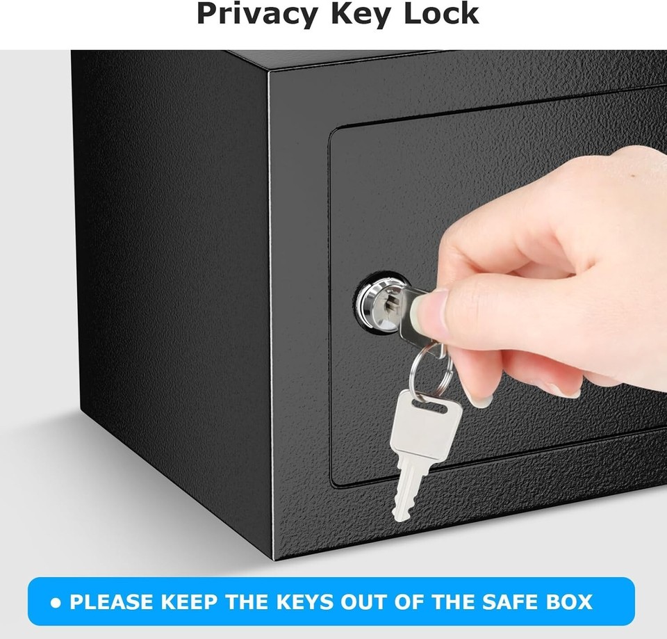 Safe Box with Key Lock Steel Construction Money Safe Box 0.22 Cubic ...
