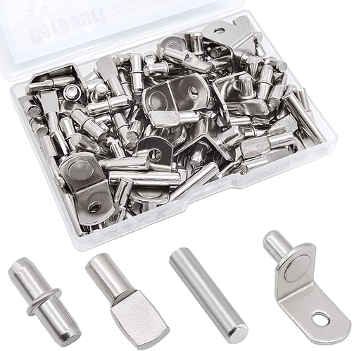 104Pcs Shelf Pins Kit,4 Styles Nickel Plated Shelf Support Pegs ...
