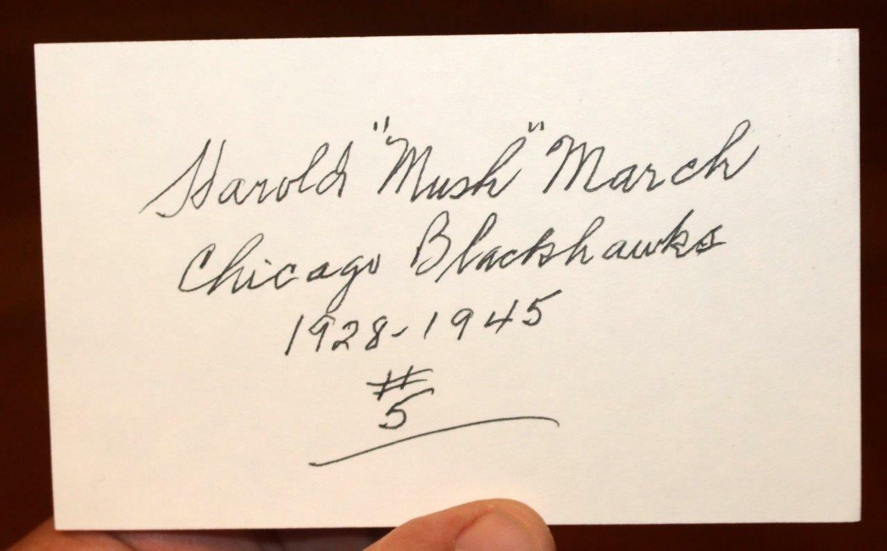 Harold Mush March Chicago Blackhawks 1928 - 1945 Signed Index Card dec ...
