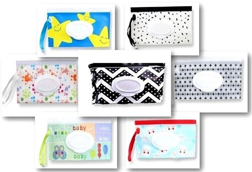 Tissue Wipes Pouch Refillable Decorative Snap Strap Flip Top Choice of ...