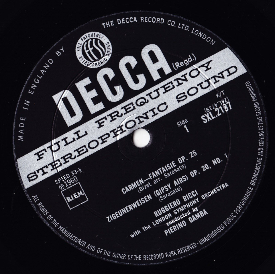 SXL 2197 UK WBG ED2 - RICCI / GAMBA CARMEN FANTASIE ZIGEUNERWEISEN HAVANAISE NM | eBay