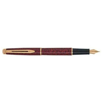 Waterman Hemisphere Fountain Pen Red Marble & Gold Medium Pt In Box ...