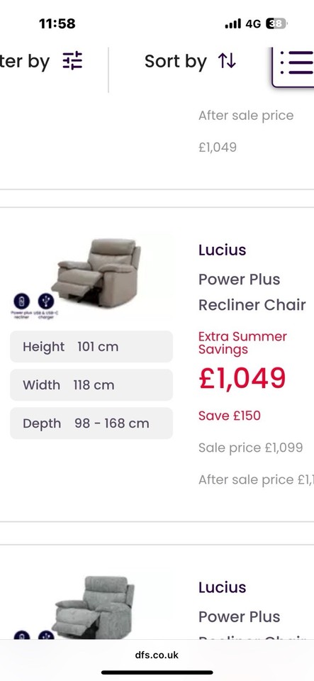 DFS Leather Reclining Chair Luxury Chestnut Leather. Excellent ...
