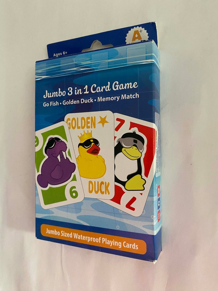JUMBO 3-in-1 Card Game - Waterproof - GO FISH , GOLDEN DUCK , MEMORY ...