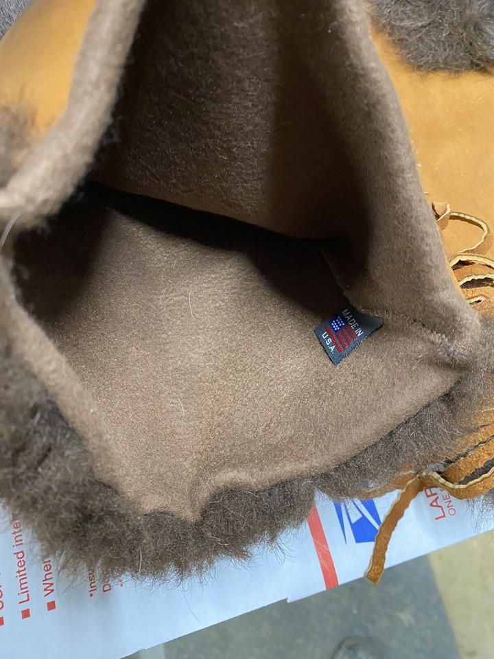 Buffalo Hide Fur Mittens With Leather Palms And Fringe USA Made XL ...
