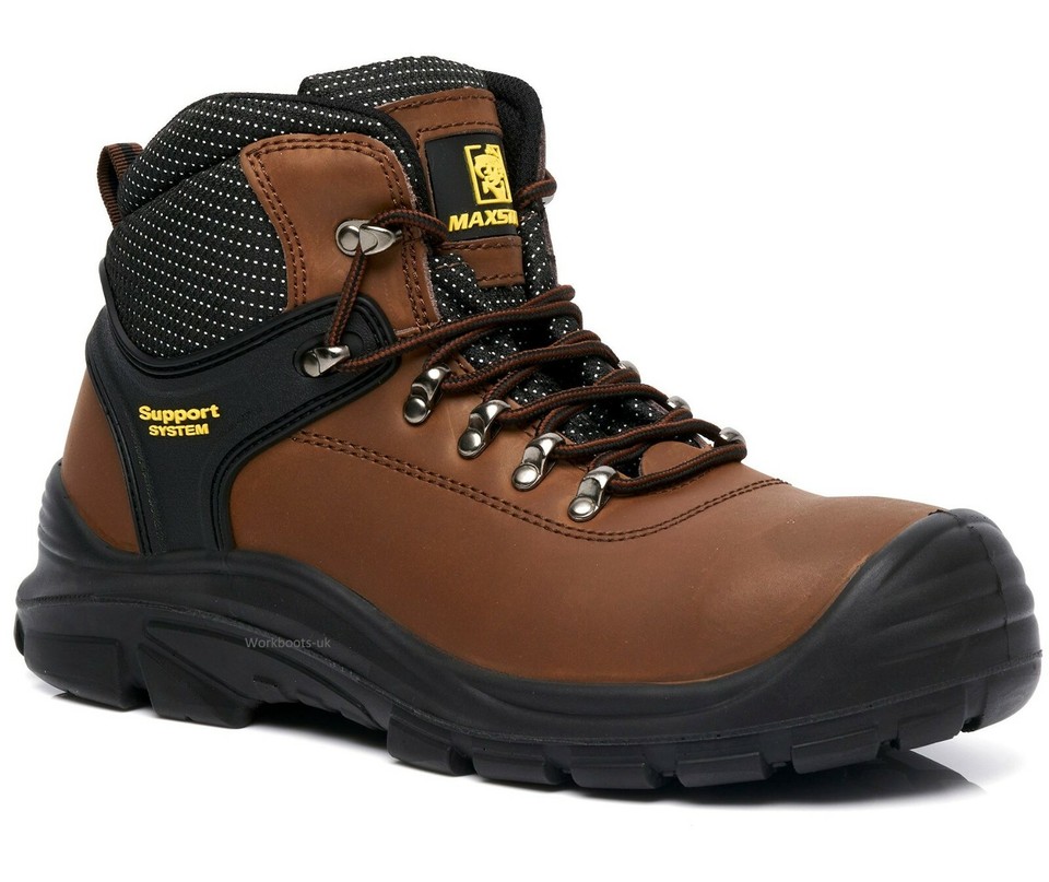 MENS WATERPROOF LEATHER SAFETY ANKLE BOOTS STEEL TOE CAP WORK PPE LACE ...
