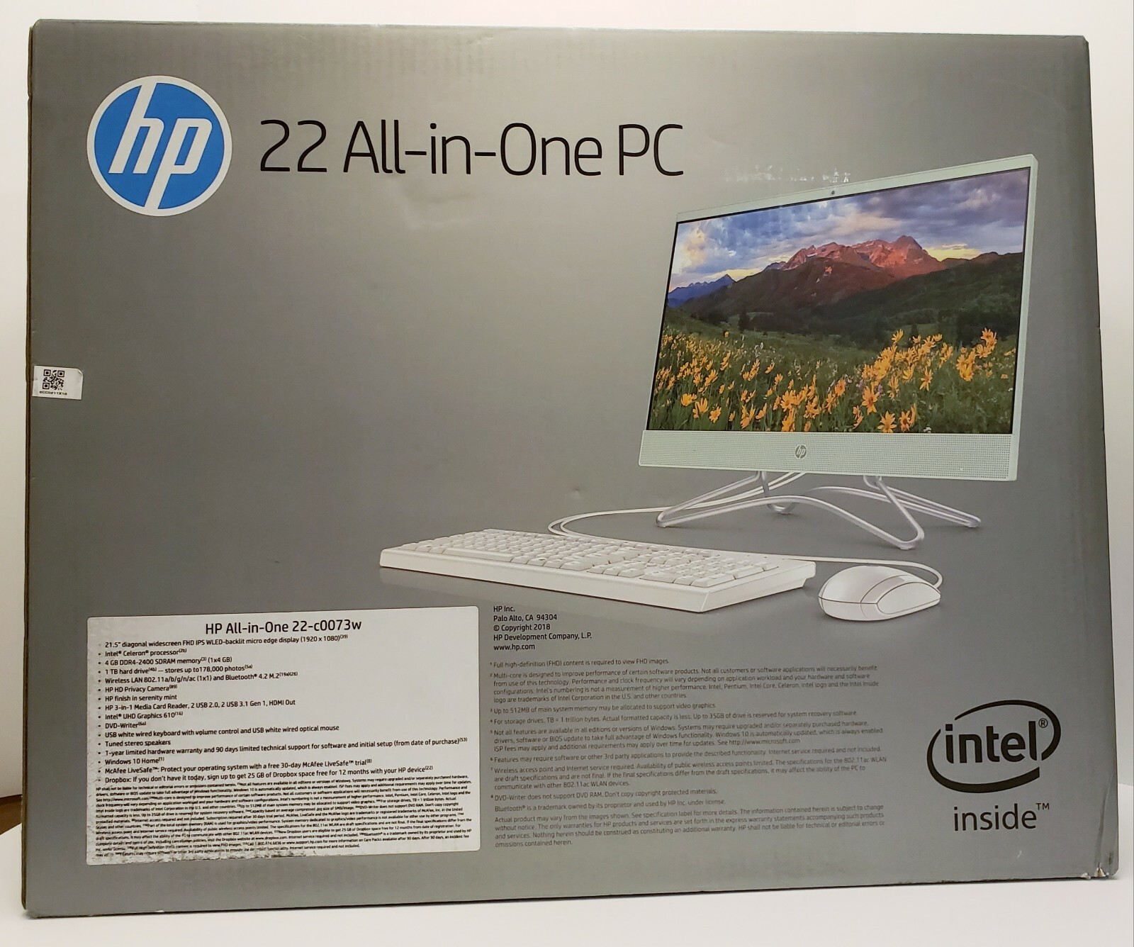 HP 22 All-In-One, 22 In Display Intel Celeron G4900T, 2.9 GHz, 4GB RAM ...