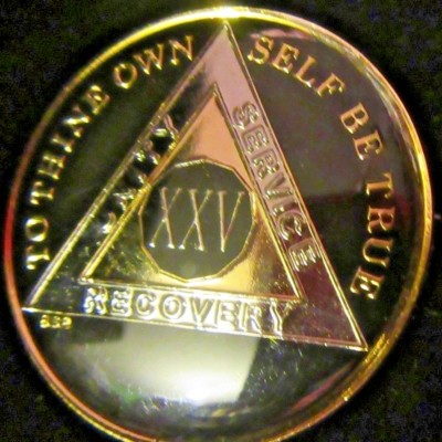Black Alcoholics Anonymous AA 25 Year Medallion Token Chip Coin ...