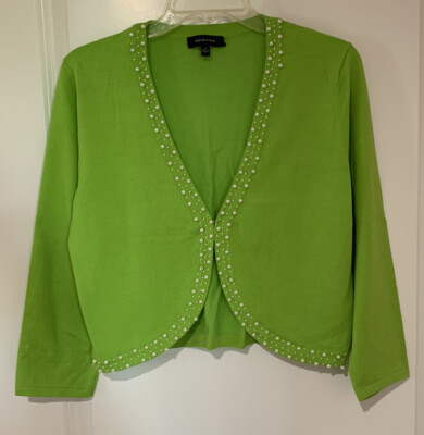 Spense Sweater/Bolero Green-M-Pearl Accents-Worn Once | eBay