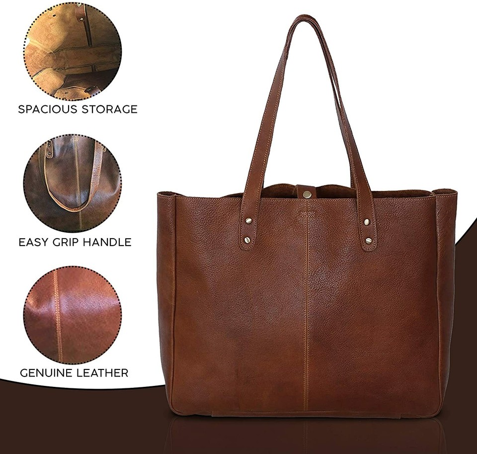 Handmade 100% Pure Soft Ladies Purse Buff Leather Tote Bag Shopper ...