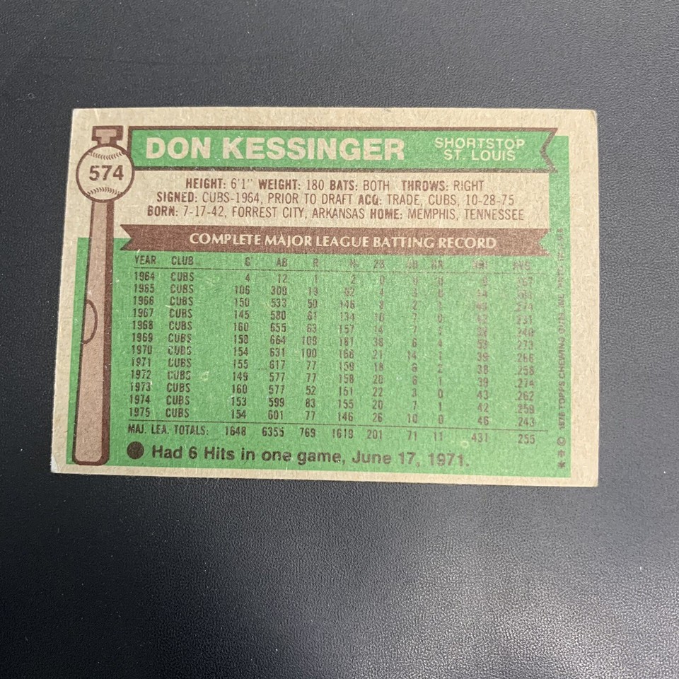 1976 Topps Don Kessinger # 574 St. Louis Cardinals Baseball Card | eBay