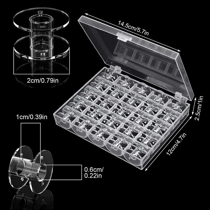 25PCS Clear Sewing Machine Bobbins – Plastic Storage Box for DIY Sewing ...