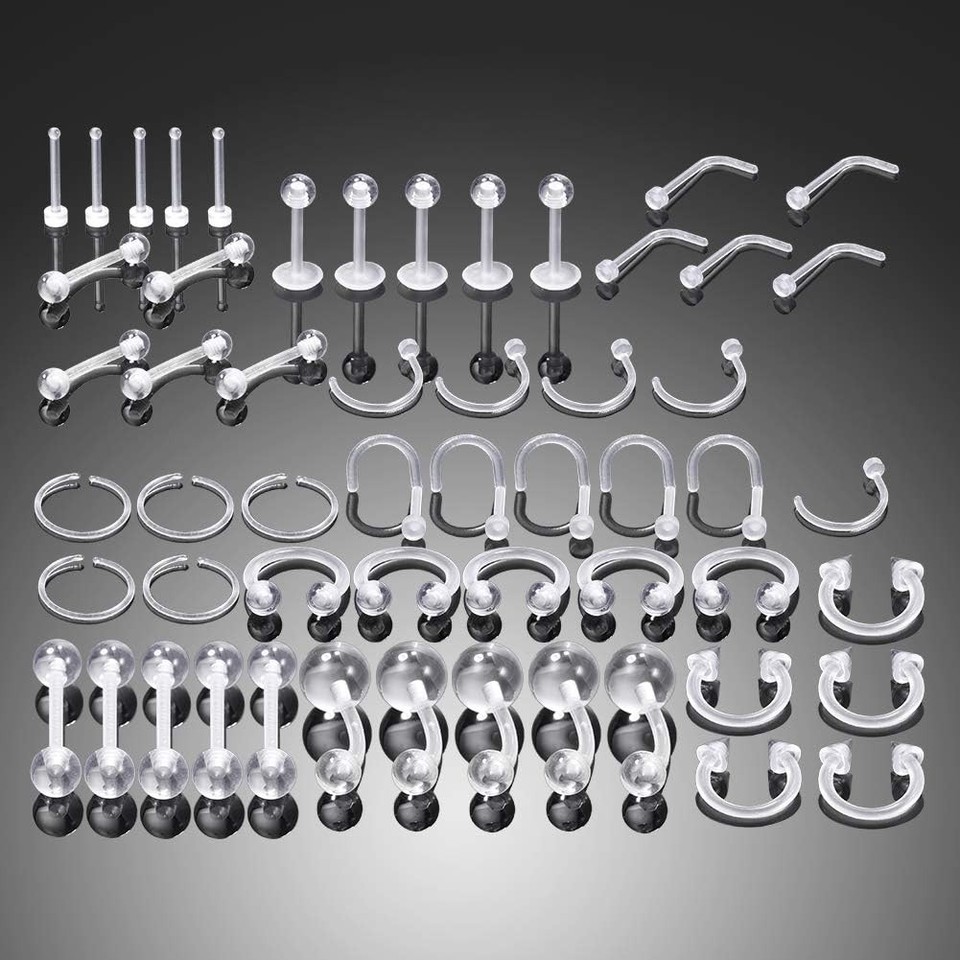Oveta Clear Piercing Retainers Flexible Bioflex 14G 16G 20G 14g/16G/20G ...