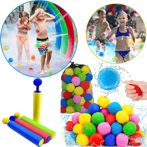 30-90PCS Floating Water Sponge Balls Splash Bomb Ball Kid Pool Game Toy ...