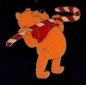 Disney Winnie the Pooh lifting Candy Cane Christmas 100 Acre pin | eBay