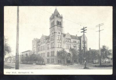 SPRINGFIELD ILLINOIS DOWNTOWN CITY HALL VINTAGE POSTCARD 1908 | eBay
