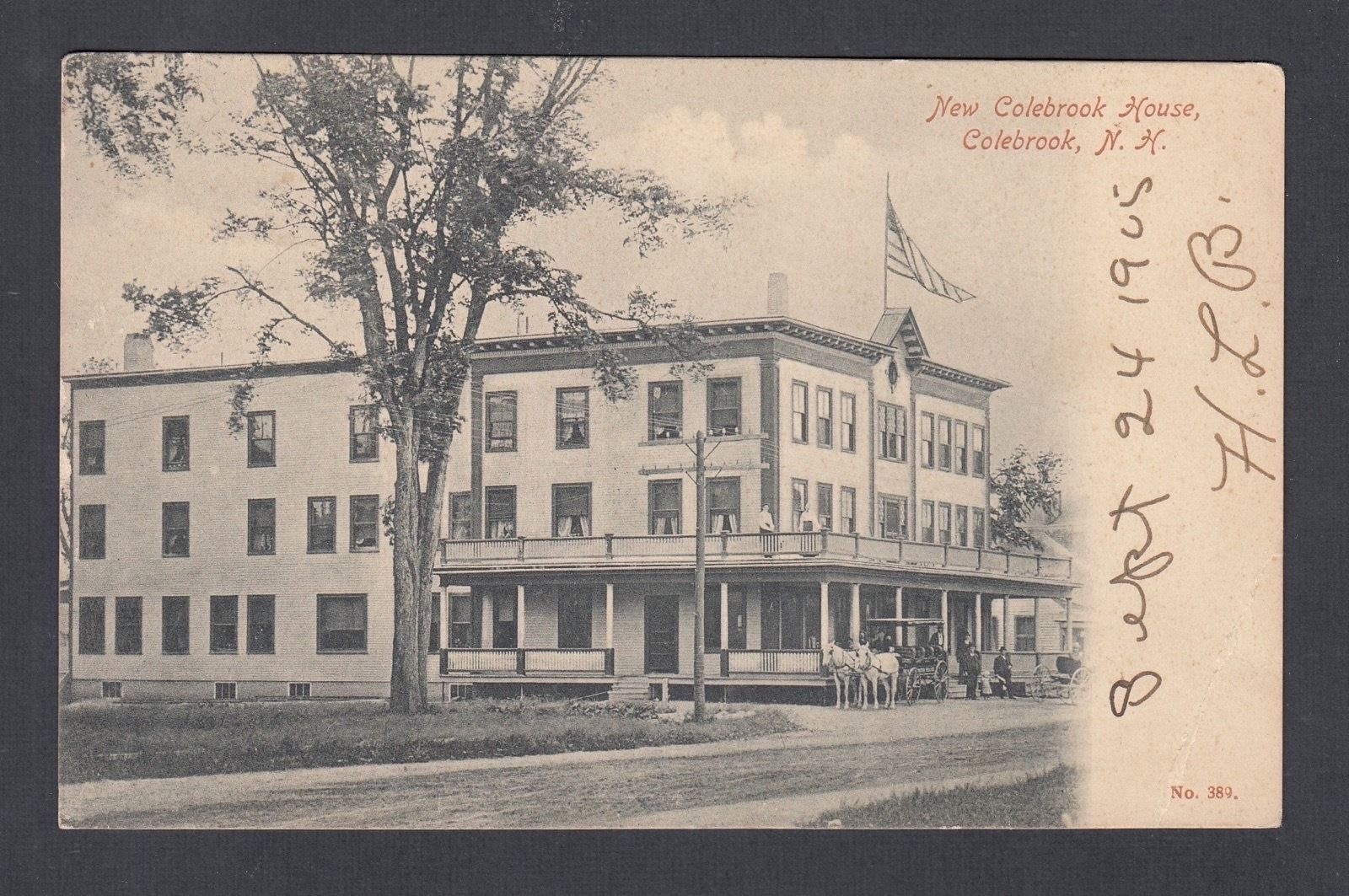 USA 1909 NEW COLEBROOK HOUSE HOTEL POSTCARD COLEBROOK NEW HAMPSHIRE ...