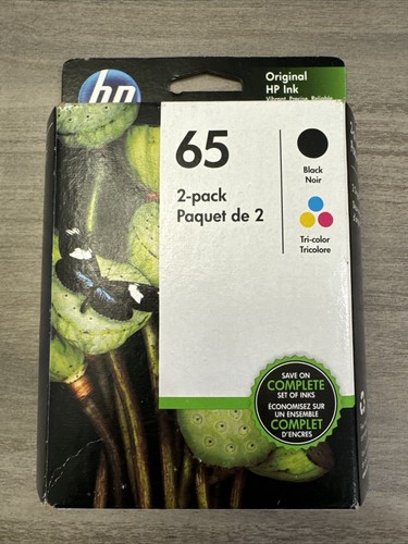 Genuine HP 65 (2 Pack) Black 65 Tir Color 65 Ink Cartridges Sealed Exp ...