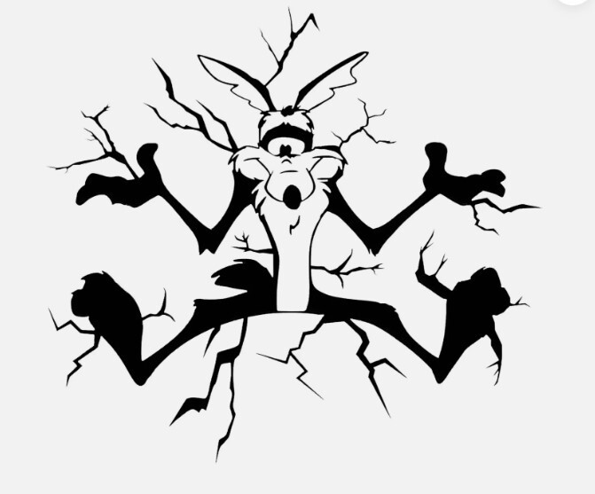 WILE E COYOTE VINYL DECAL STICKER WILEY FUNNY SPLAT FOR CAR TRUCK JEEP ...