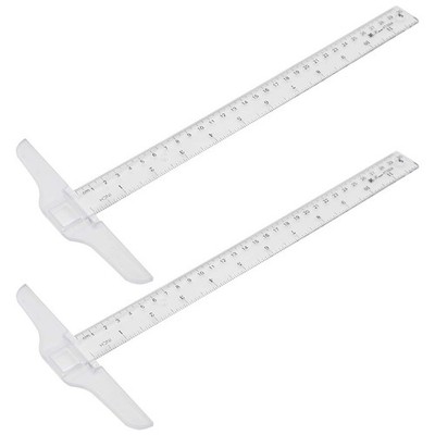 2Pcs Junior T-Square Plastic Transparent T-Ruler 30cm/ 12 Inch for ...