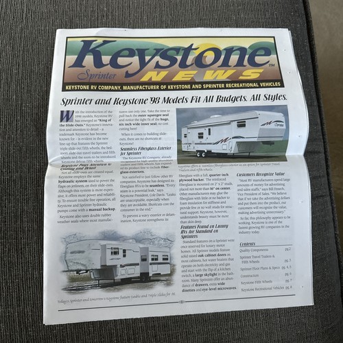 1998 Sprinter Travel Trailer Camper Fifth Wheel RV “news” Brochure By ...