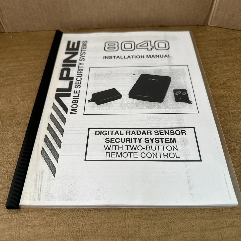 ALPINE 8040 Radar Sensor Mobile Security System Alarm INSTALLATION ...
