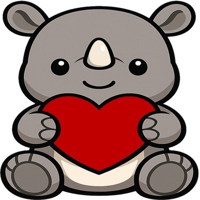 30 Custom Red Heart Cute Rhino Personalized Address Labels | eBay