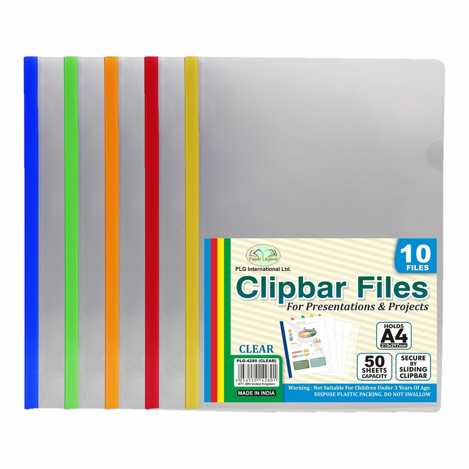 30 x A4 Clip Bar Report Files Document Paper Storage Slide Binder Strip ...