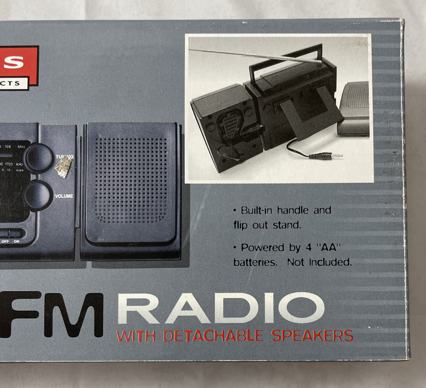 Portable Radio Mini AM/FM Radio Detachable Speakers Battery Powered LHS ...