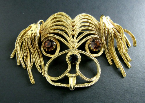 GOLD TONE DOGS FACE BROOCH PIN PENDANT (BR28) | eBay