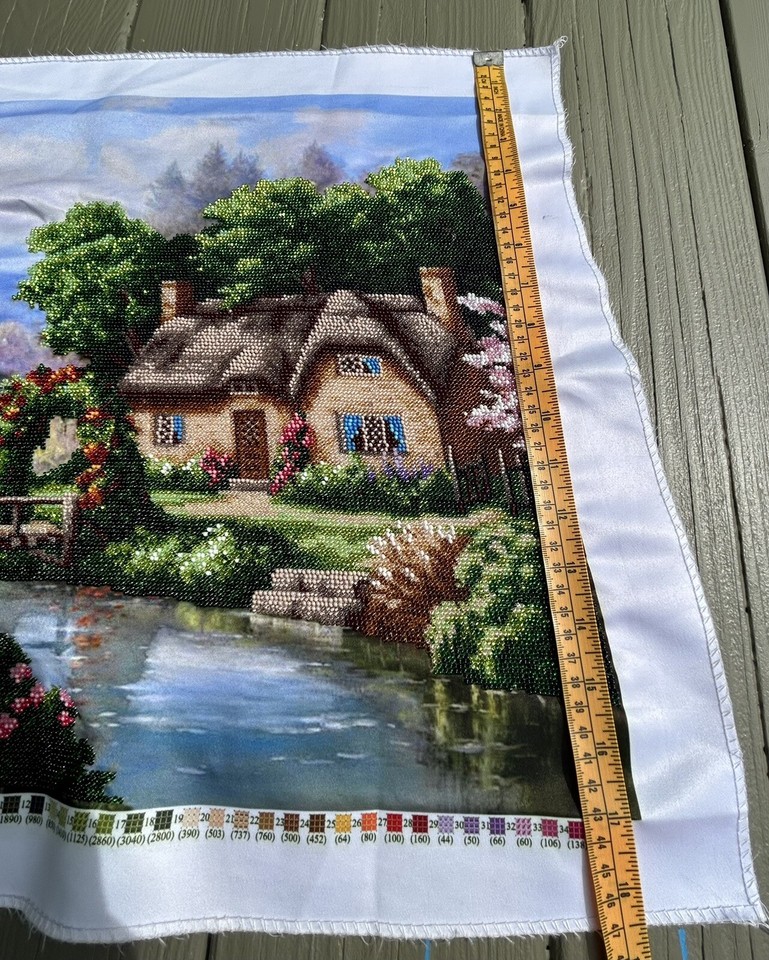 Beads embroidery art on Satin, Beads Cross Stich from Ukraine 40cm by ...