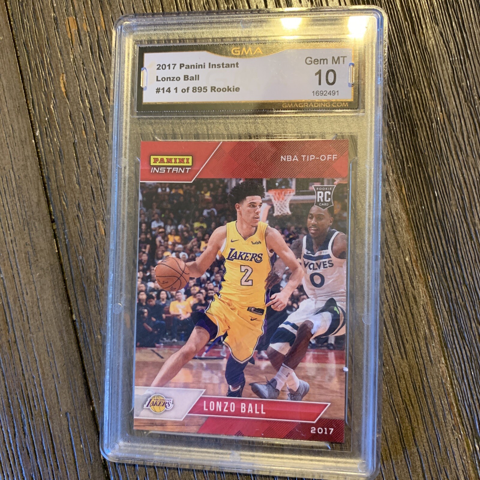 LONZO BALL LAKERS 2017 PANINI INSTANT ROOKIE RC # 14 1 OF 895 GRADED 10 ...