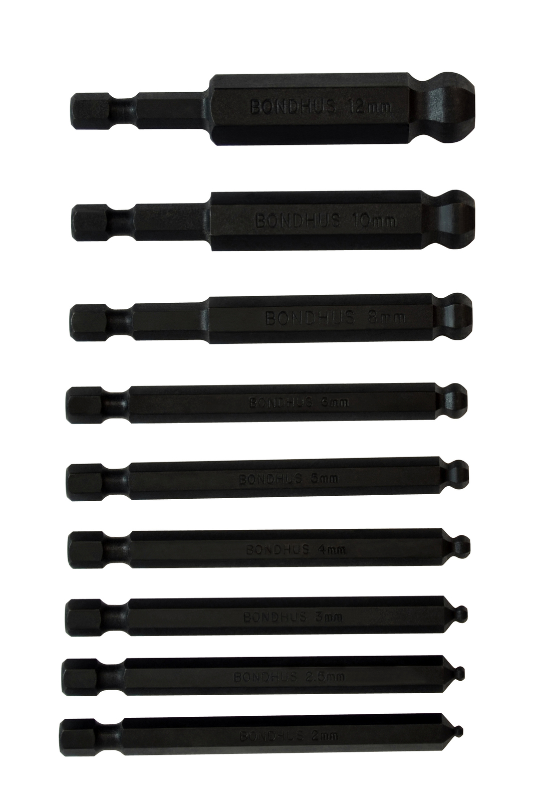 2mm-12mm 9pcs Set Hex BallDriver® Quick Change Bits 3"Long Bondhus USA ...