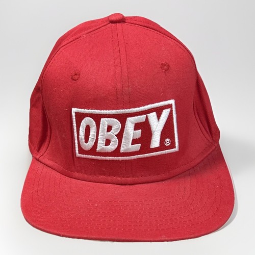 Obey Hat Red White SnapBack Preowned Great Condition | eBay