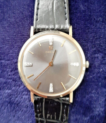 1960s Omega 14k Solid Gold Purple 12 Diamond Dial 17J Cal.625 Manual ...