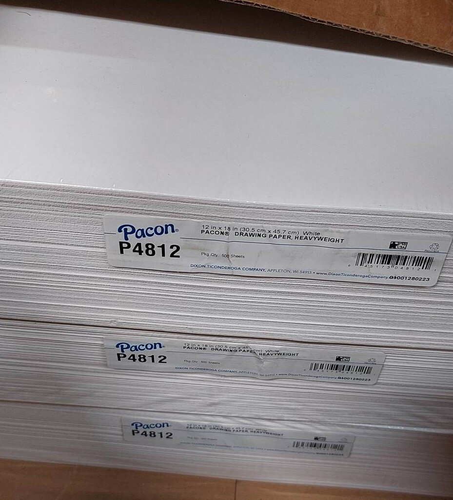 (3 Pack) Pacon P4812 Heavyweight 12" x 18" White Drawing Paper, 500 ...