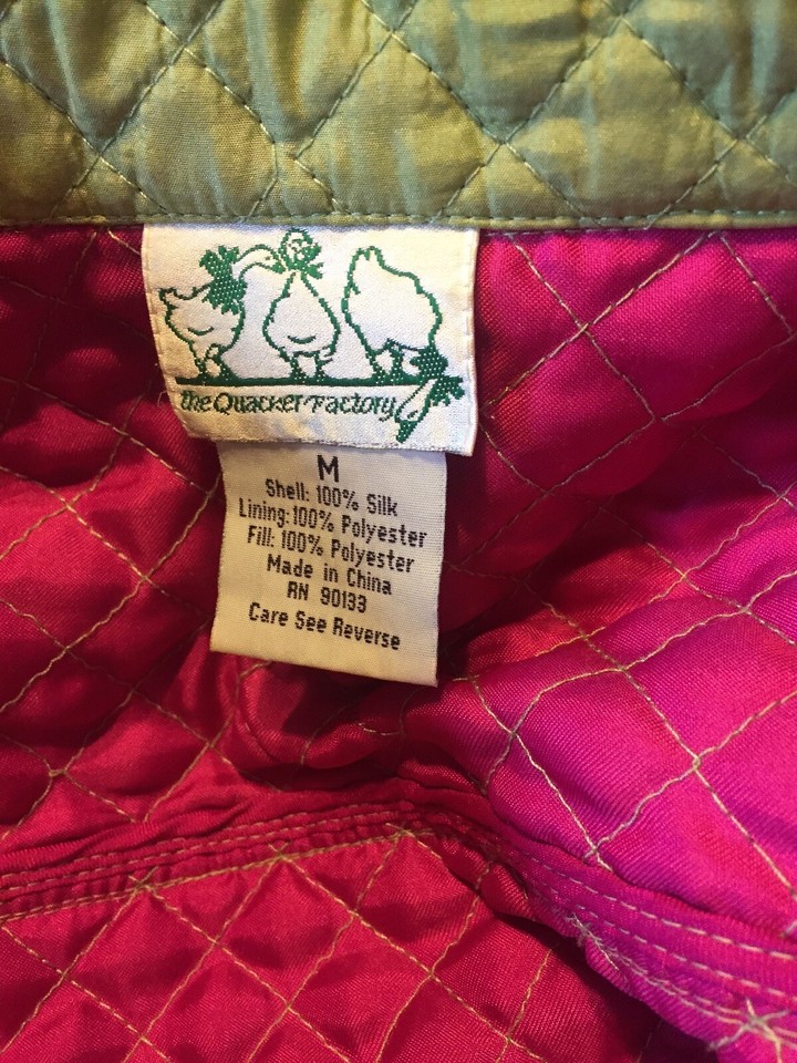The Quacker Factory Women’s Green Quilted Silk Topper Blazer Jacket ...