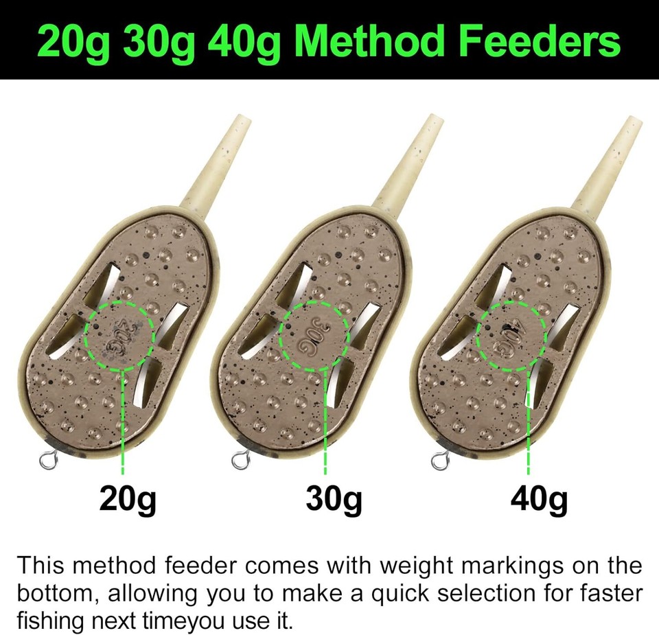 Fishing Inline Method Feeders 20g-40g For Pellet Ground Bait Coarse ...