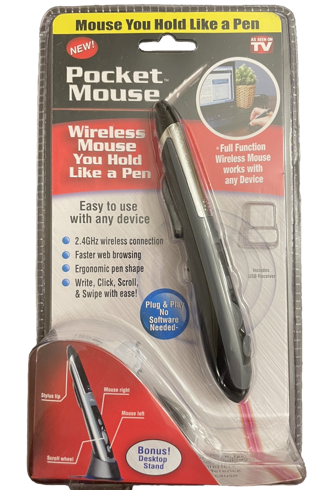 Pocket Mouse Pen As Seen On TV Genuine USB Wireless Optical 2-in-1 ...