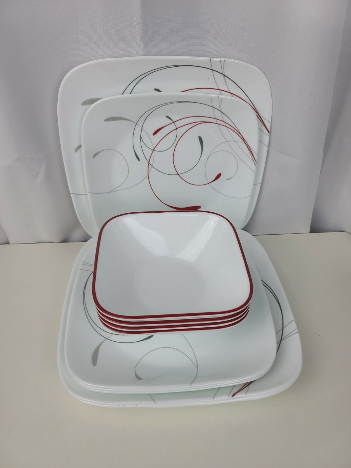 Corelle Splendor Square 12-Pc Set 4-Dinner Plates 4-Salad Plates 4 ...