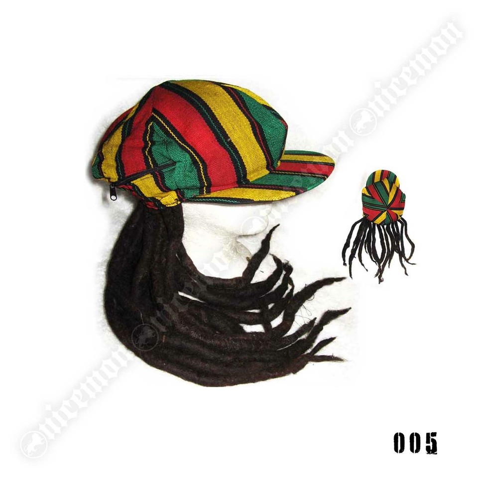 Jamaica Dreadlocks Dread Perruque Visière Chapeau Rastafari Costume ...