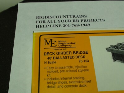 Micro- Engineering #75-153 N SCALE DECK GIRDER BRIDGE 40' BALLASTED ...
