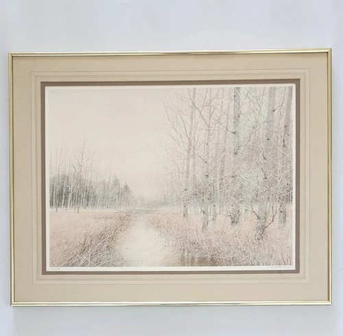 Artist Signed Print Landscape Winter Forrest Modern Contemporary Framed ...