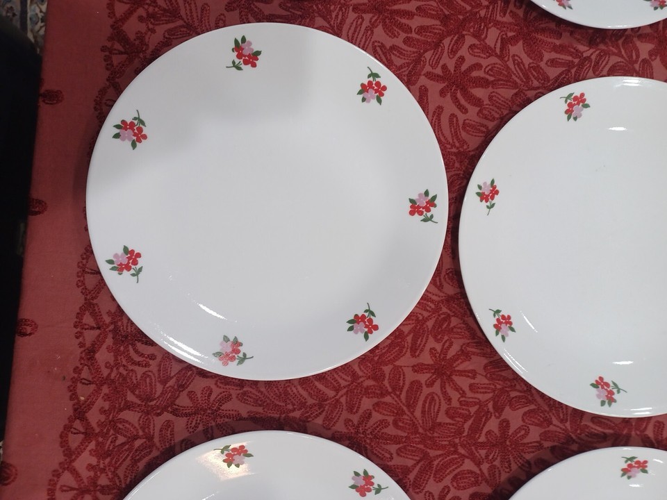 SET OF 6 CORNING CORELLE RED FLORAL 4, 10" DINNER PLATES 2, 8.5 Plates ...