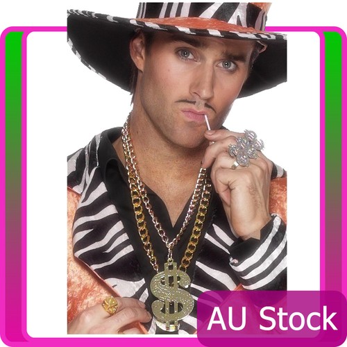 Mens Large Dollar Sign Medallion 70s 80s Rapper Gangster Ali G Chain ...