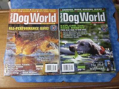 LOT OF 2 DOG WORLD MAGAZINE August & September 2005 RARE BREEDS All ...