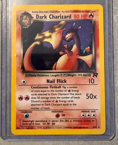 DARK CHARIZARD POKEMON CARD WOTC TEAM ROCKET HOLO 4/82 NEAR MINT ...