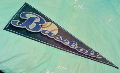 Tin Metal Wall Sign - Baseball Pennant Style - Baseball Tin Sign OPEN ...