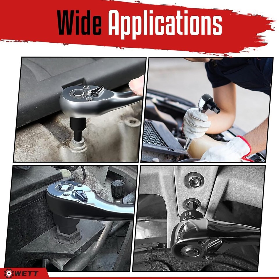 WETT 3/8-Inch Drive Low Profile Impact Hex Driver Set, 16-Piece Stubby ...