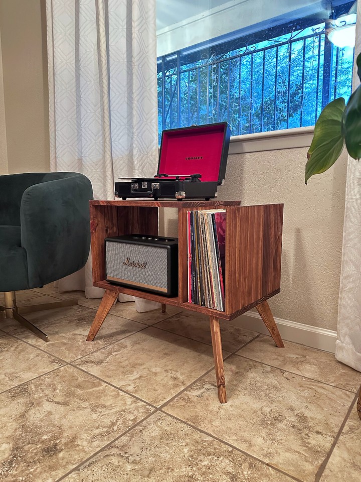 MCM Record Player Stand Cabinet Retro Vinyl Storage & Turntable Cabinet ...